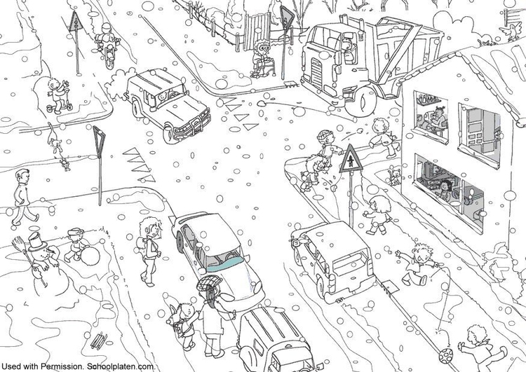 Bilde å fargelegge trafikk om vinteren - Gratis Bildene For ...